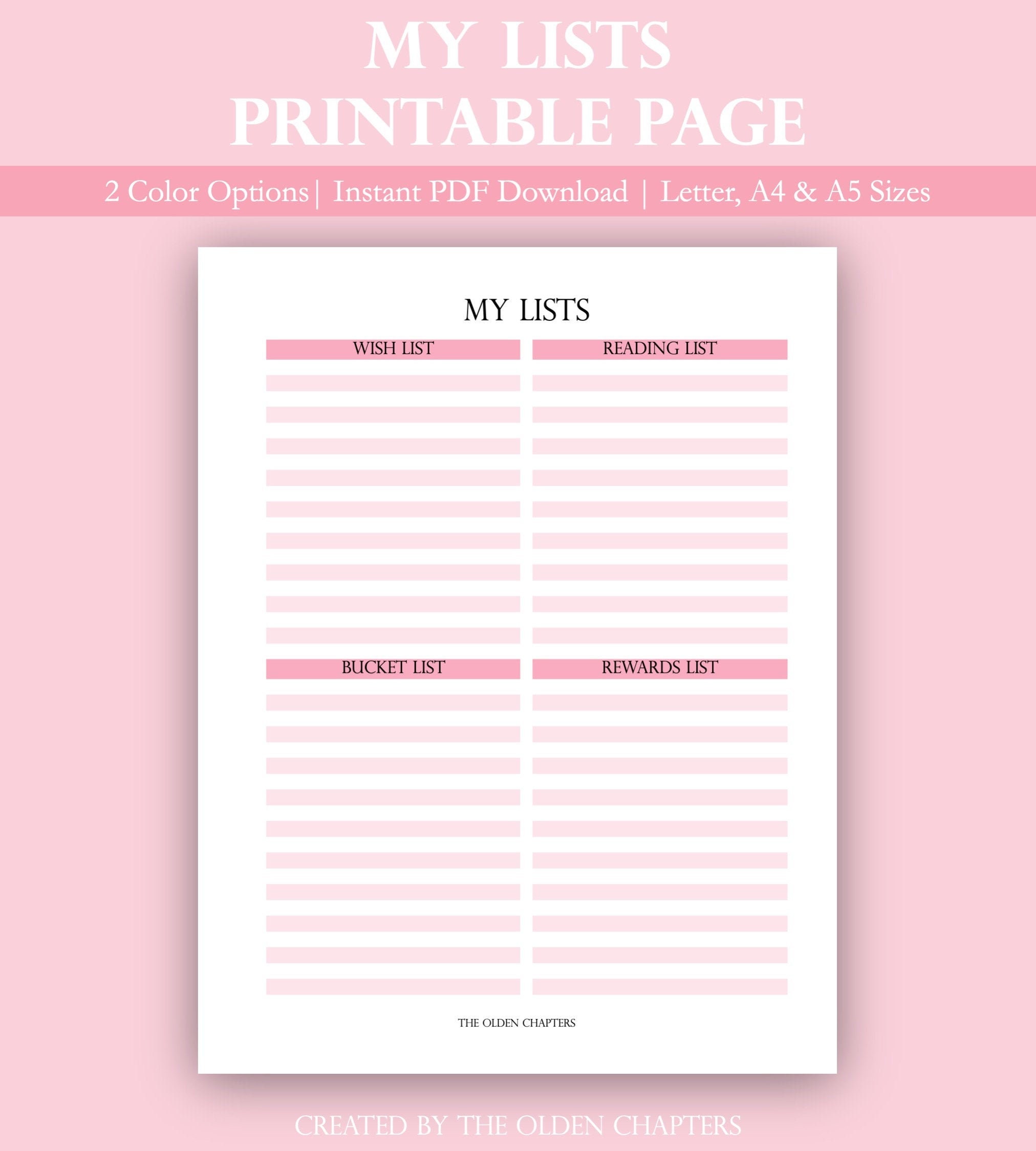 Printable Lists Planner Page Planner Printable Personal - Etsy