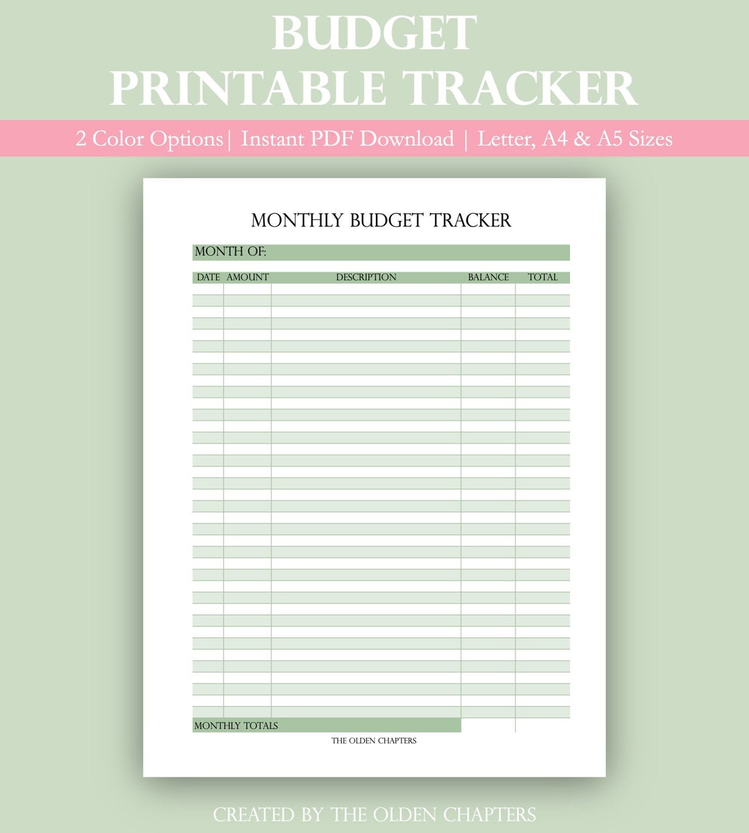 Printable Budget Tracker | Financial Tracker Page | Financial Page ...