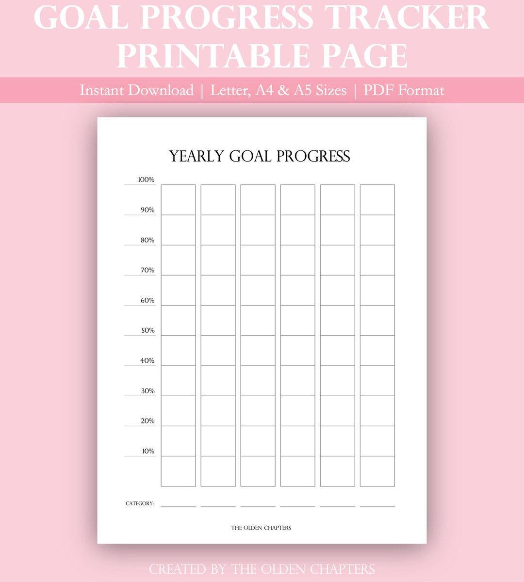 Goal Tracker Printable Page | Planner Insert | Digital Goal Tracker ...