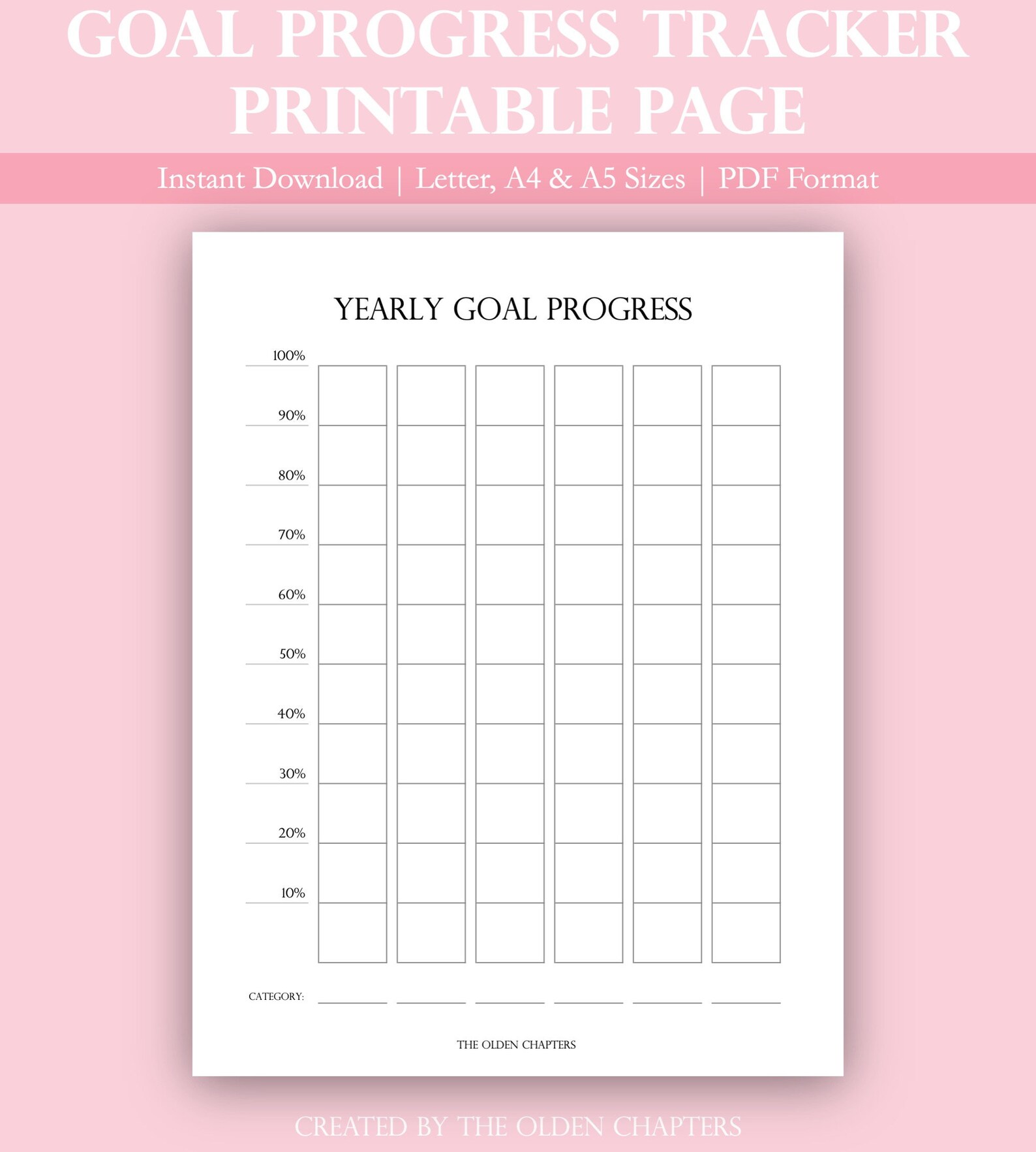 Goal Tracker Printable Page | Planner Insert | Digital Goal Tracker ...