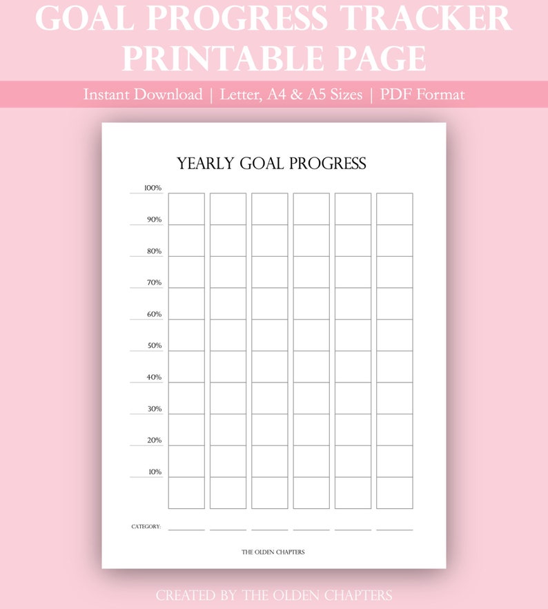Goal Tracker Printable Page | Planner Insert | Digital Goal Tracker ...