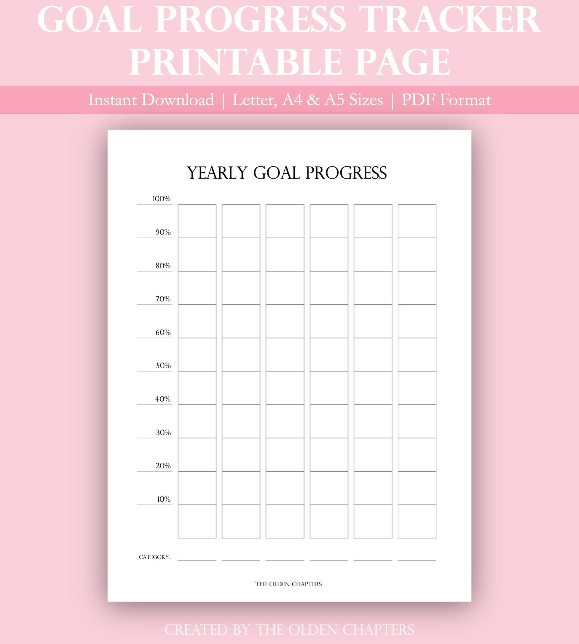 Goal Tracker Printable Page | Planner Insert | Digital Goal Tracker ...