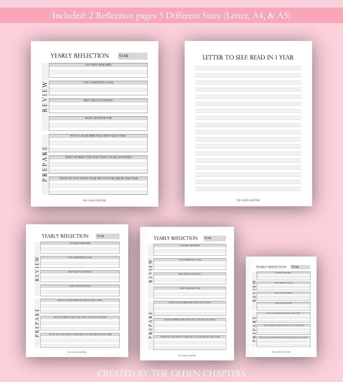 Yearly Reflection Printable Worksheet | Yearly Goal Worksheet | Digital ...