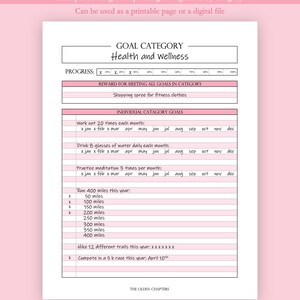 Goal Category Planner Printable Page | Goal Printable | Goal Setting ...