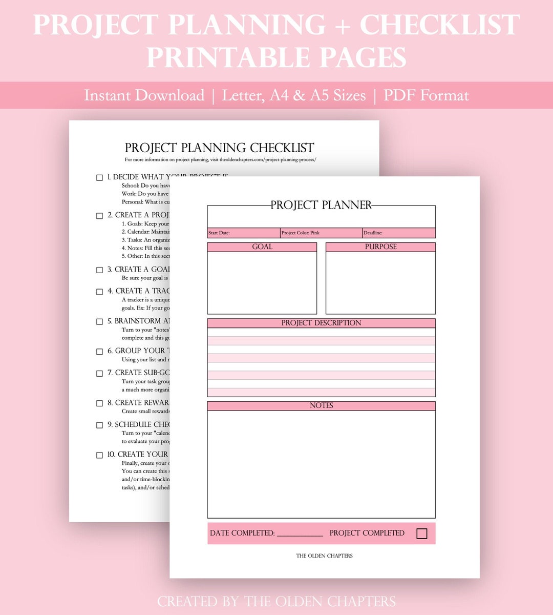 Project Planner Printable | Digital Project Planner | Project Planning ...