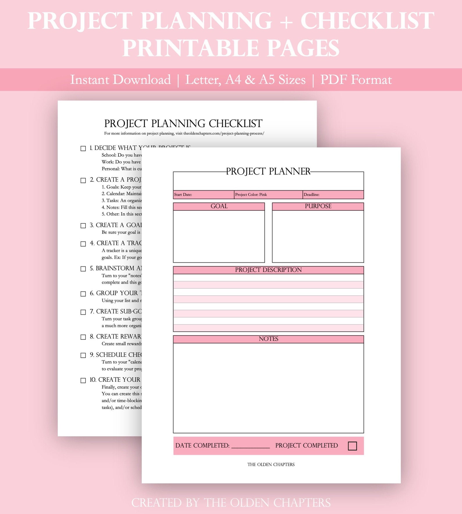 Project Planner Printable | Digital Project Planner | Project Planning ...