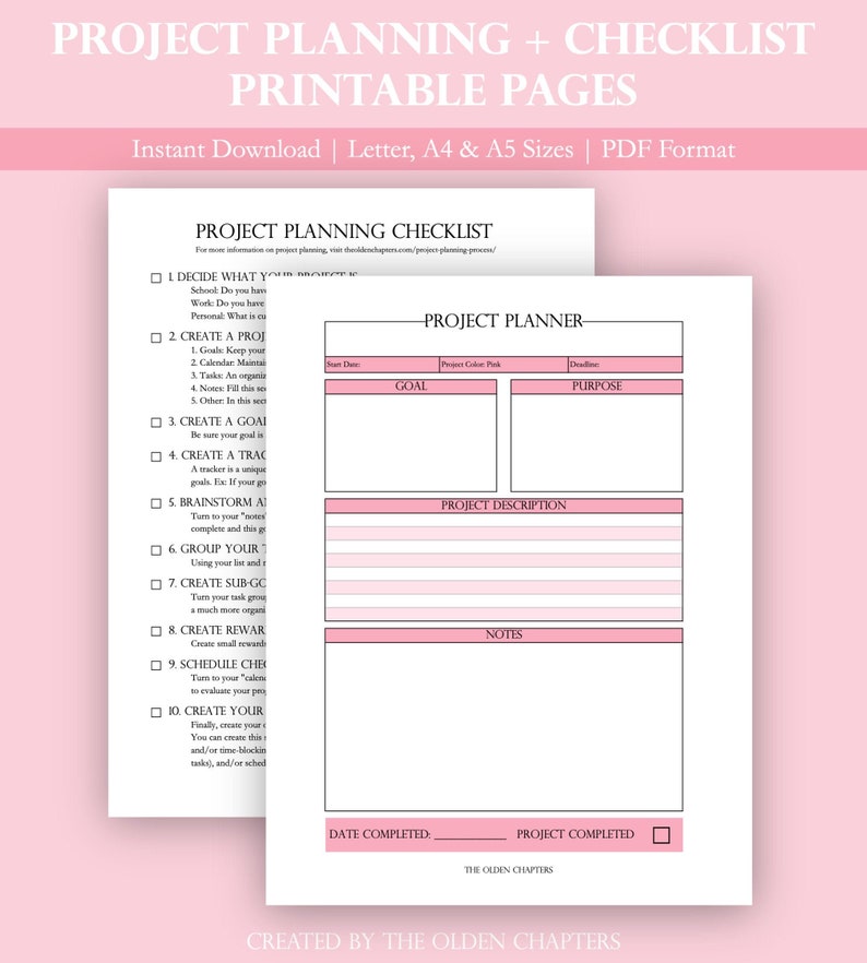 Project Planner Printable | Digital Project Planner | Project Planning ...