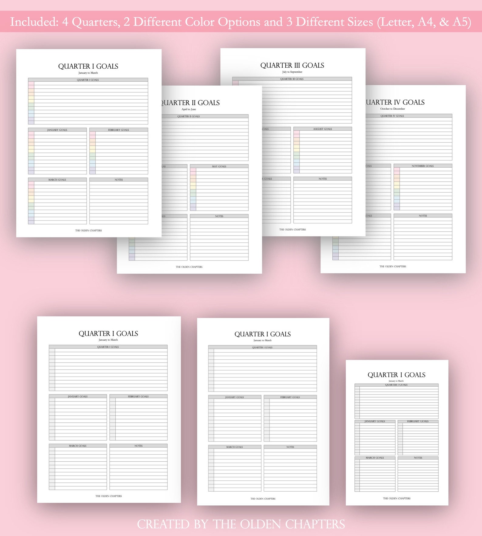 Quarterly Goal Planner Printable Pages | Digital Goal Planner | Goal ...
