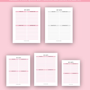 Printable Lists Planner Page | Planner Printable | Personal Lists ...