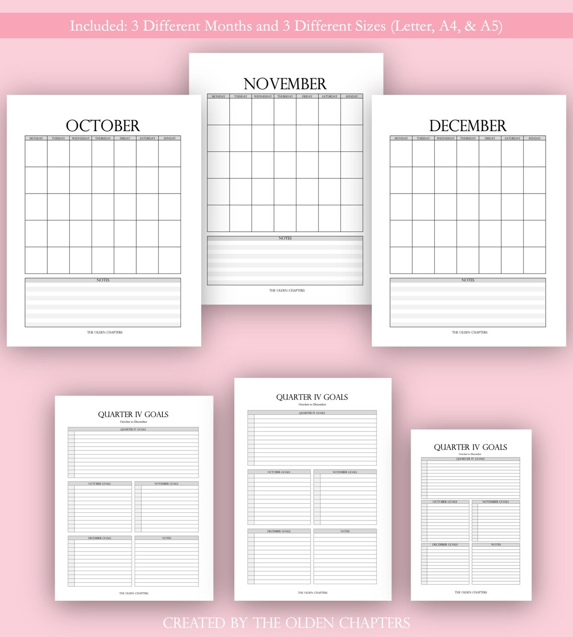 Quarter 4 Goal Printable Bundle | Quarterly Goal Planner | Digital Goal ...
