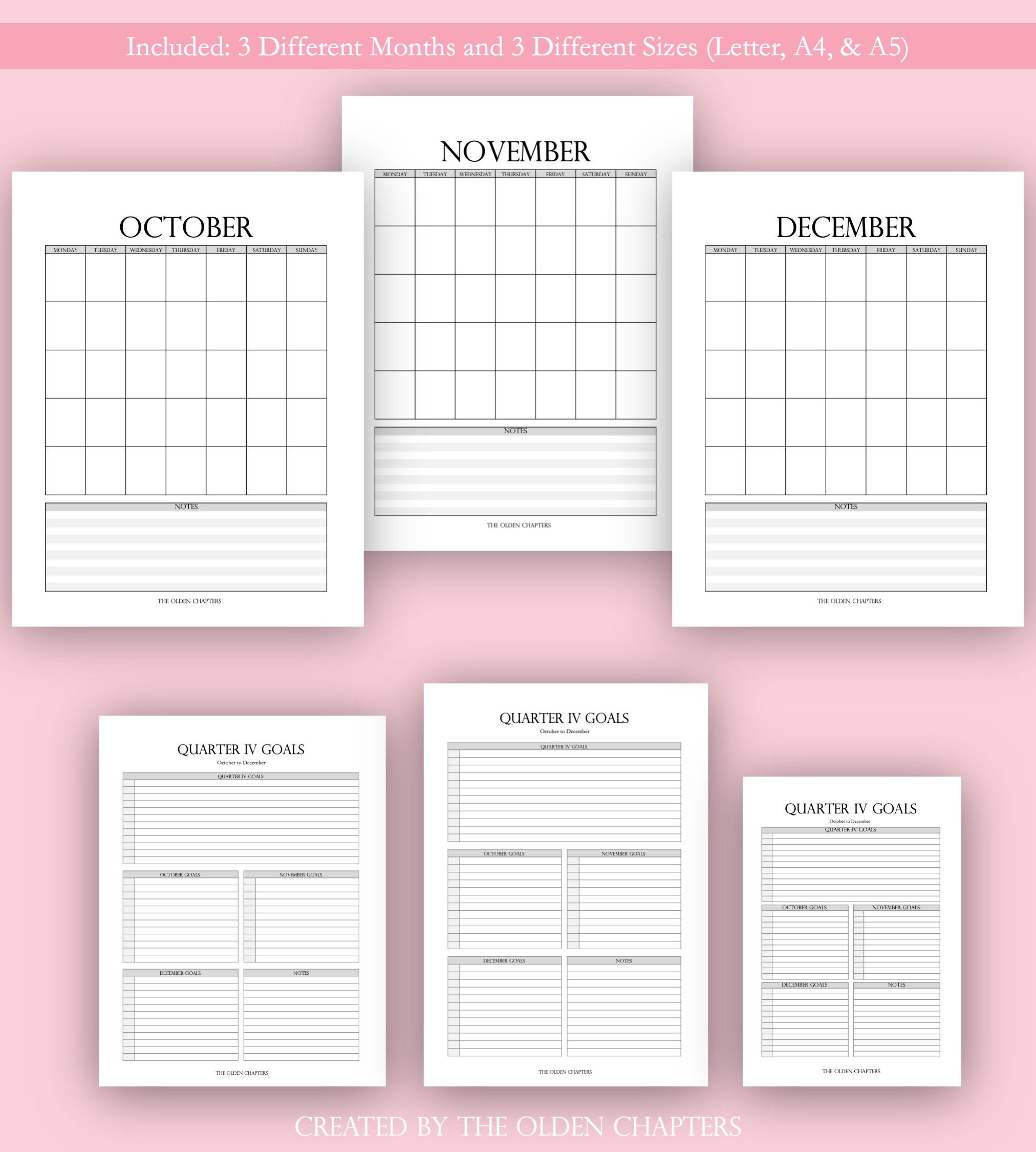 Quarter 4 Goal Printable Bundle | Quarterly Goal Planner | Digital Goal ...