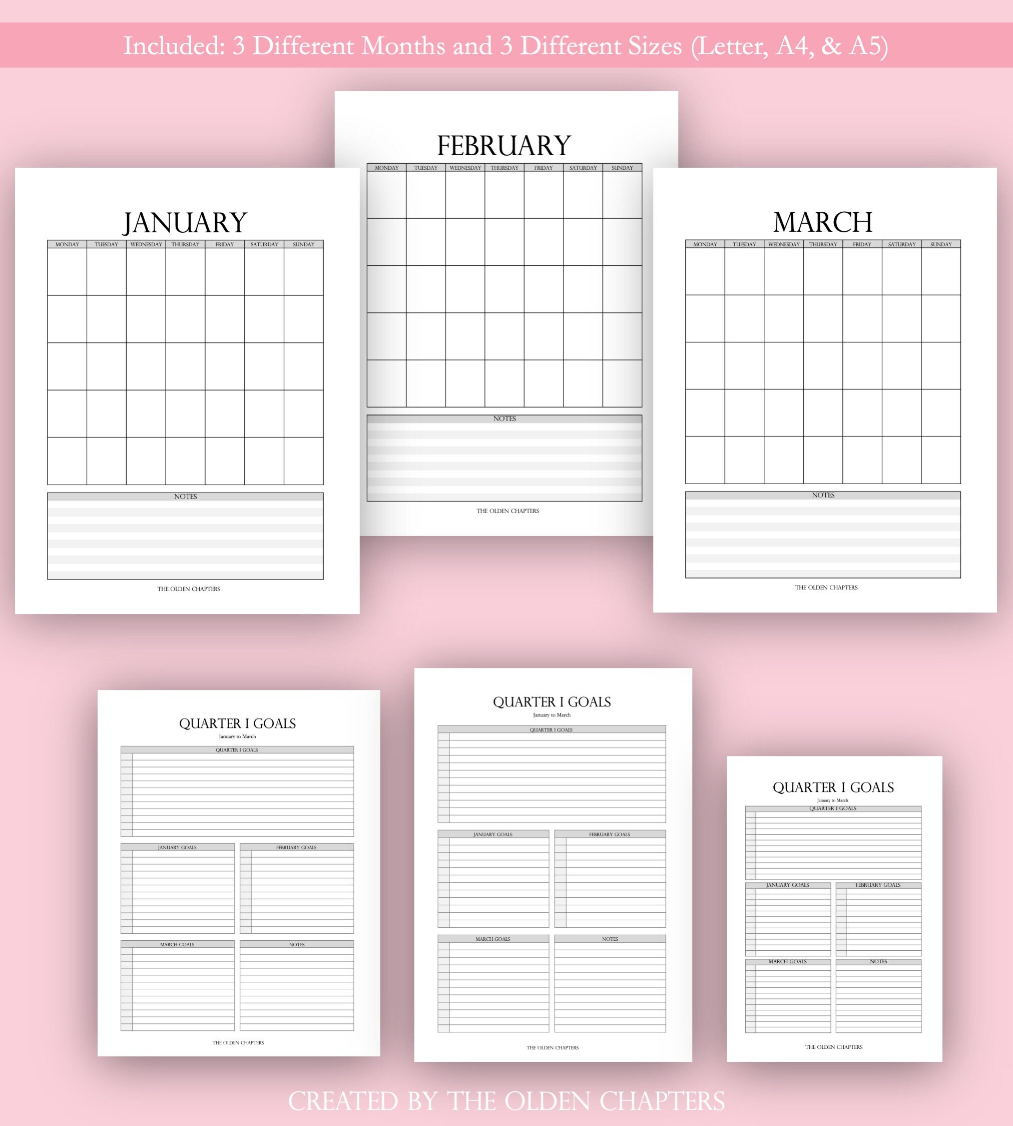 Quarter 1 Goal Printable Bundle | Quarterly Goal Planner | Digital Goal ...