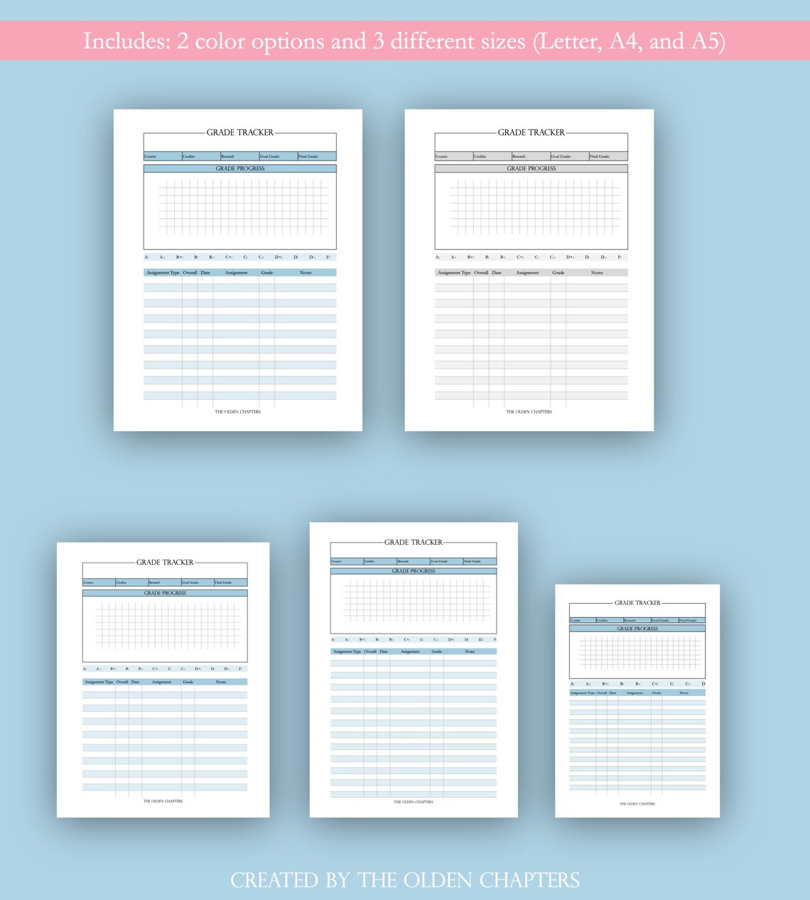 Printable Grade Tracker | Class Grade Tracker | Semester Grades ...