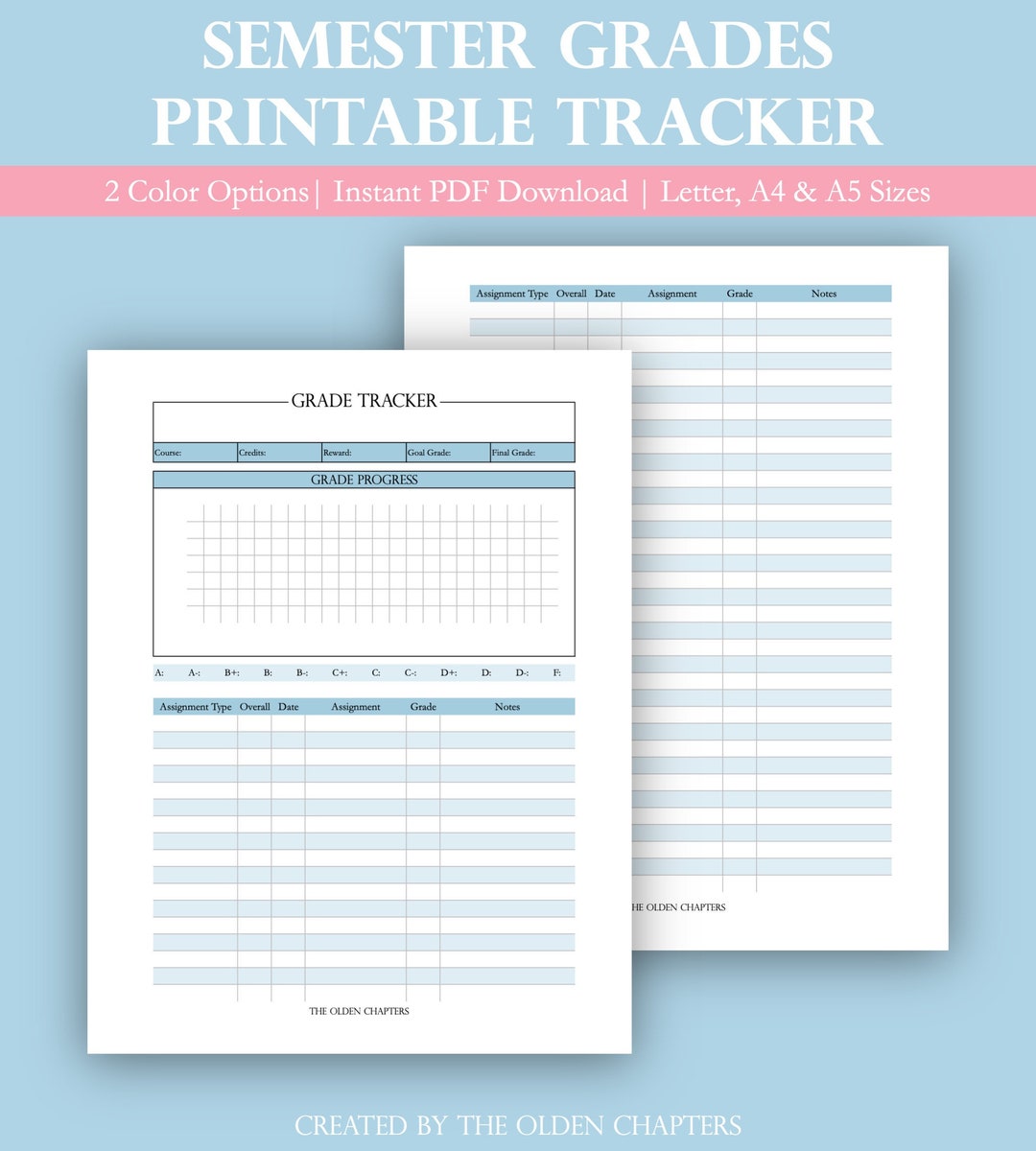 Printable Grade Tracker | Class Grade Tracker | Semester Grades ...