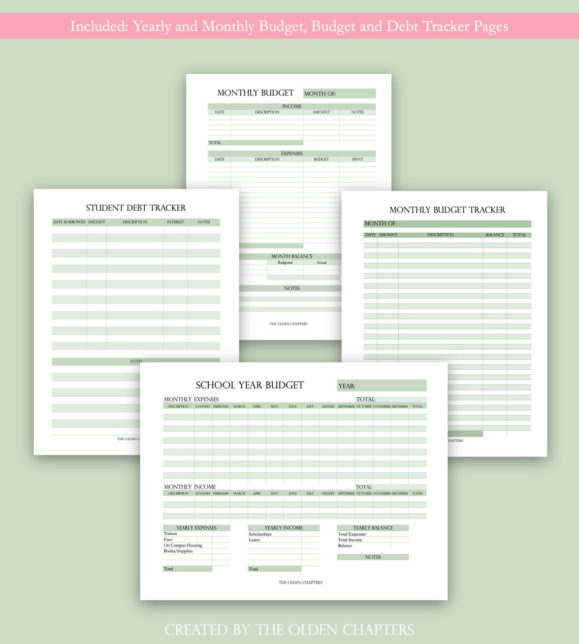 Student Financial Printable Bundle | Financial Planner | Budget Sheets ...
