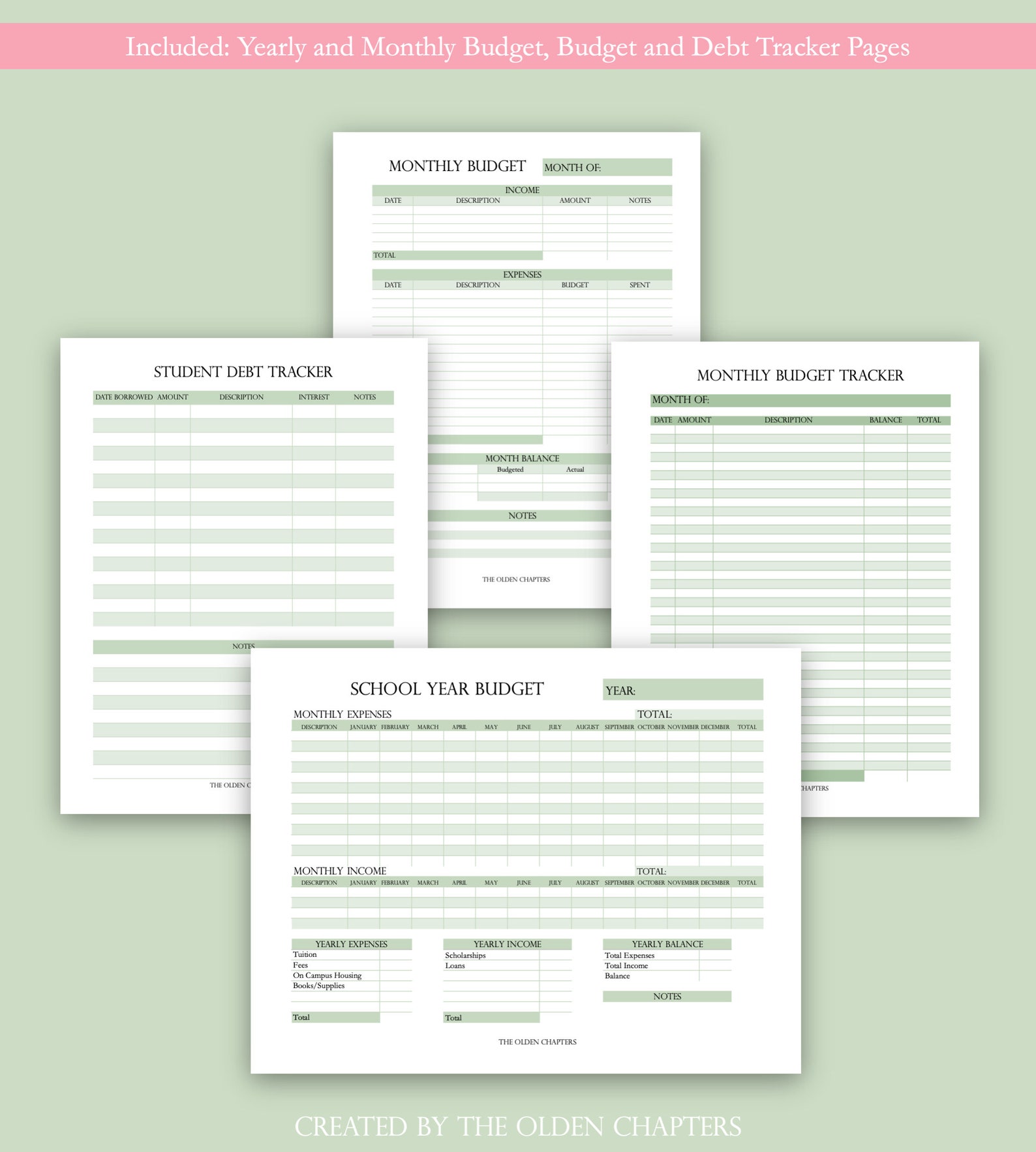Student Financial Printable Bundle | Financial Planner | Budget Sheets ...