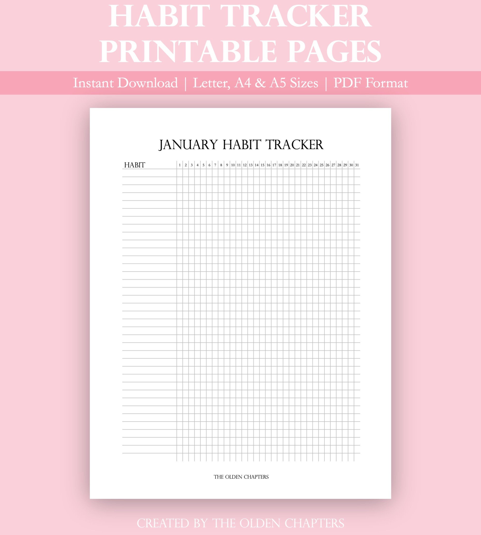 Monthly Habit Tracker Printable | Digital Habit Tracker | Printable ...
