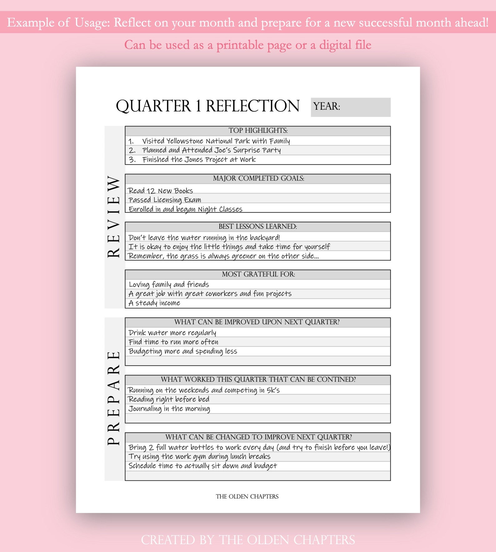 Quarterly Goals Printable Bundle | Quarterly Goal Planner | Digital ...