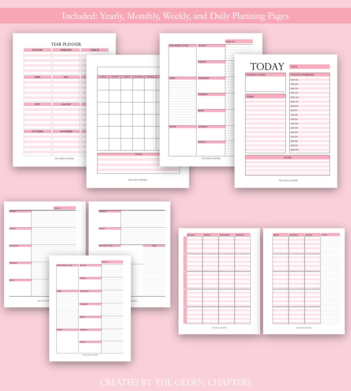 Undated Printable Calendar Bundle Printable Planner Daily - Etsy