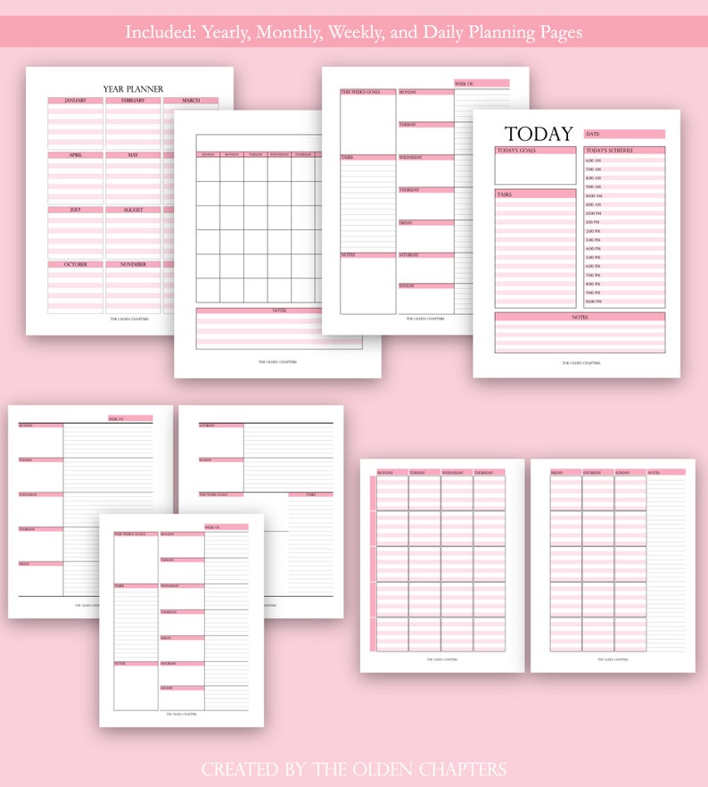 Undated Printable Calendar Bundle Printable Planner Daily - Etsy