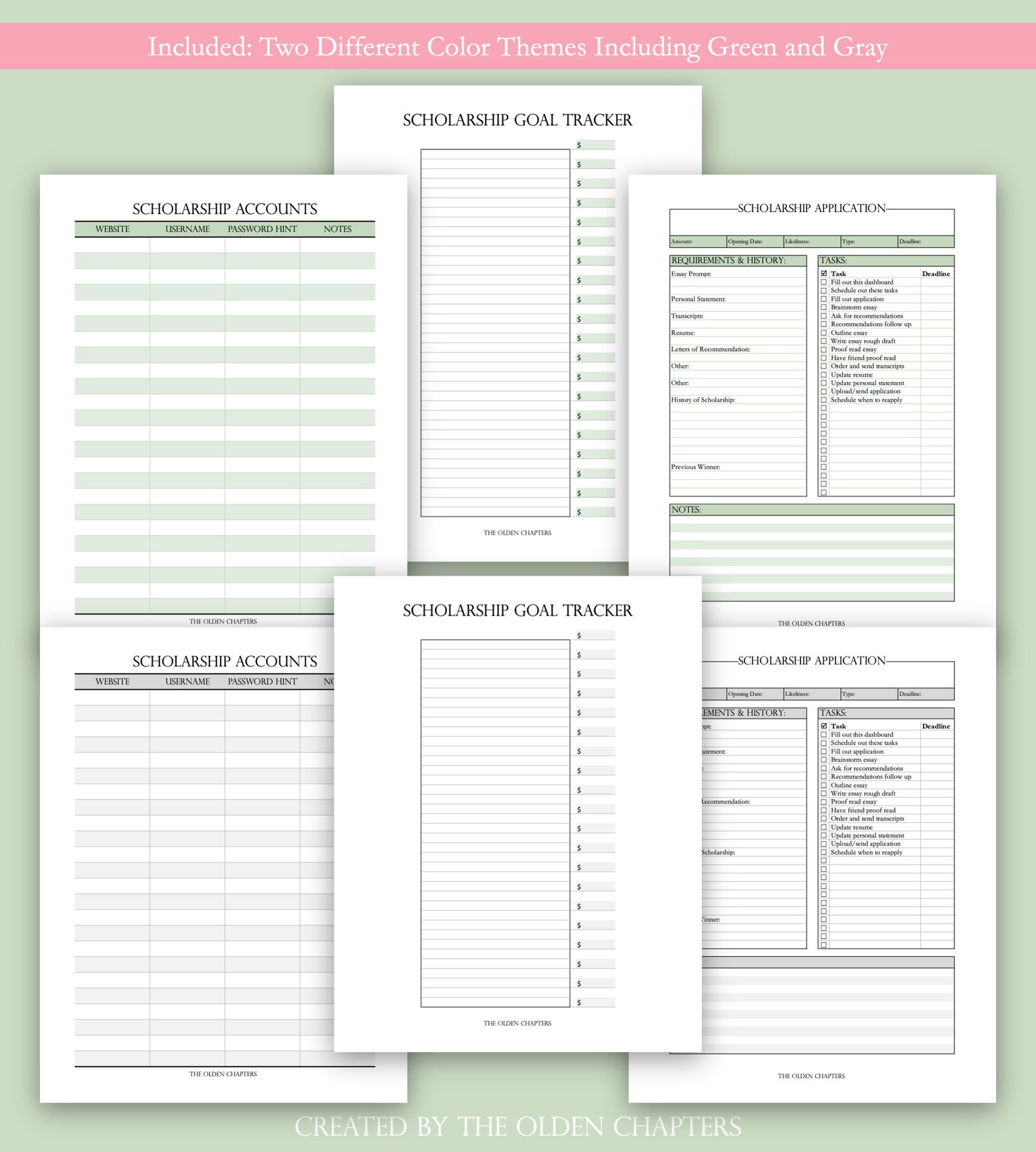 Scholarship Printable Bundle | Student Financial Planner | Application ...