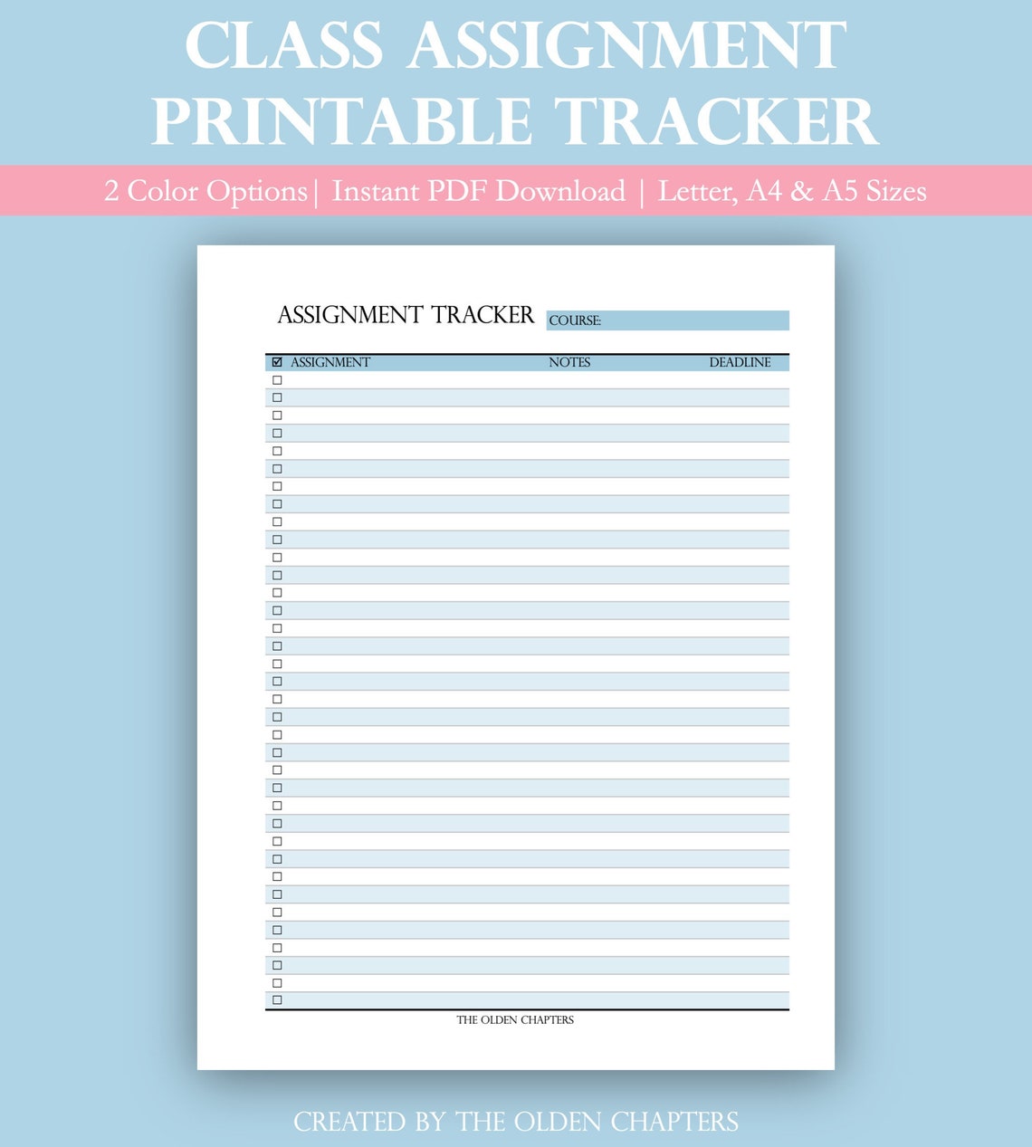 Printable Assignment Tracker | Class Assignment Page | Homework Tracker ...