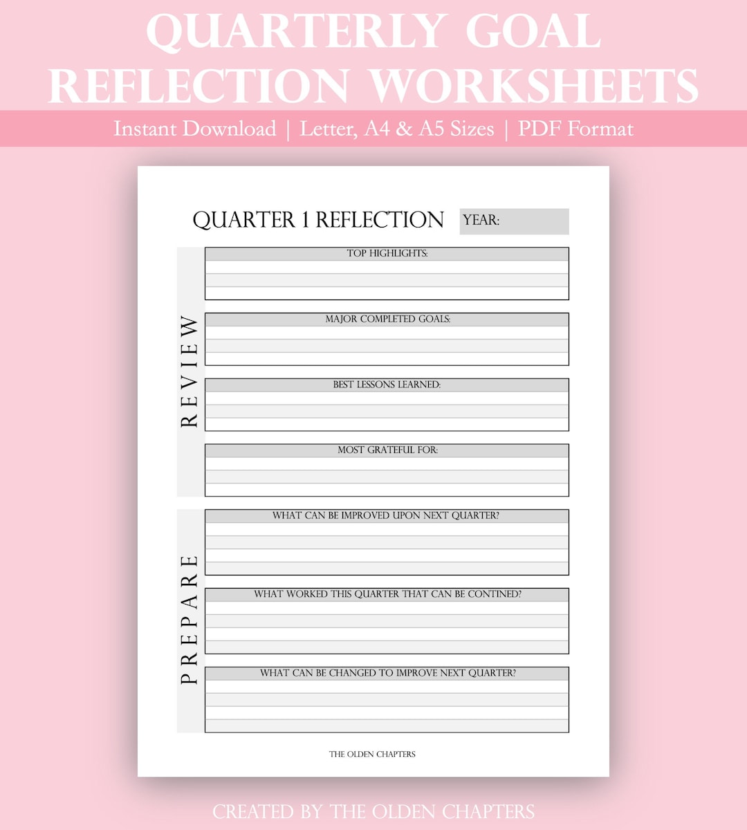 Quarterly Goal Review Printable Worksheets | Quarterly Review Printable ...