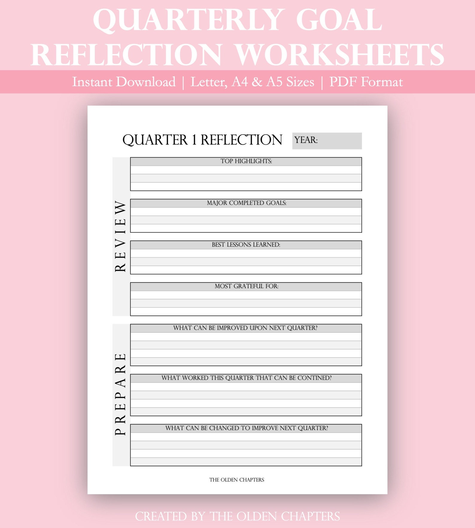 Quarterly Goal Review Printable Worksheets | Quarterly Review Printable ...