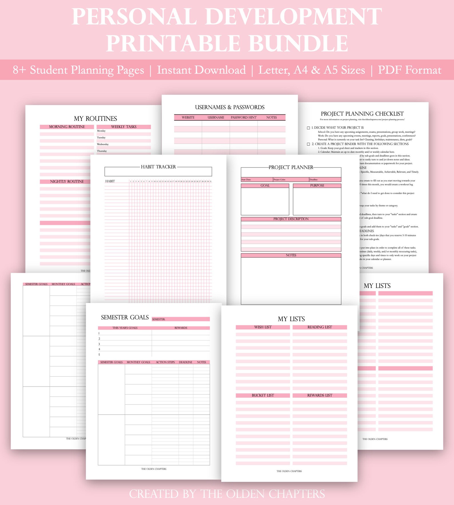 Personal Development Printable Bundle | Goal Planner | Goal Worksheet ...