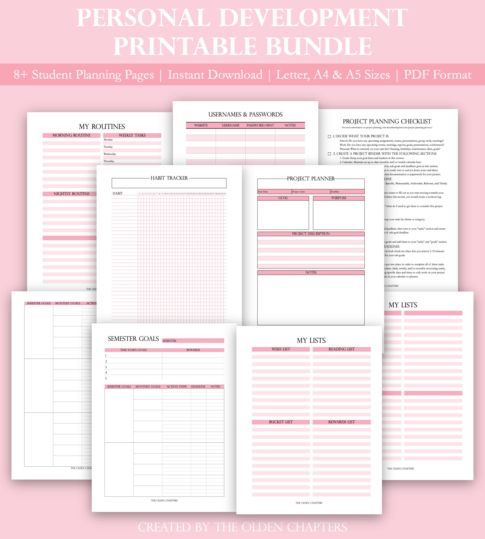 Personal Development Printable Bundle | Goal Planner | Goal Worksheet ...