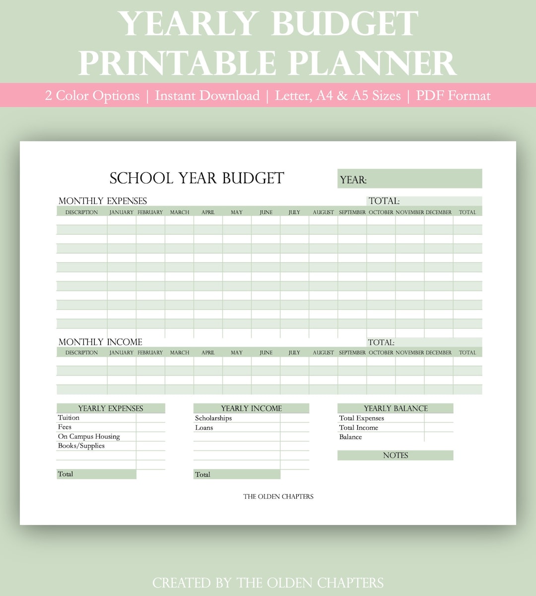 Printable Yearly Budget Planner | Financial Planner | Printable Planner ...