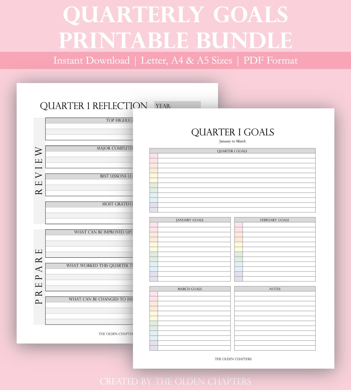 Quarterly Goals Printable Bundle | Quarterly Goal Planner | Digital ...