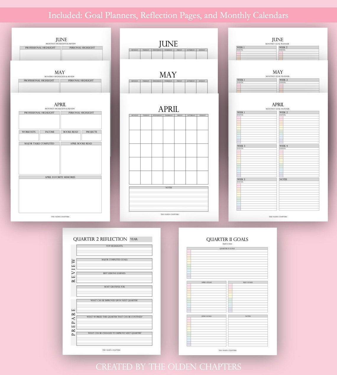 Quarter 2 Goal Printable Bundle Quarterly Goal Planner Digital Goal ...