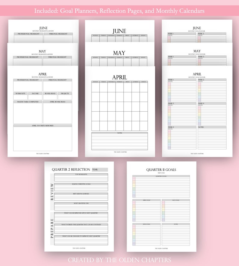 Quarter 2 Goal Printable Bundle | Quarterly Goal Planner | Digital Goal ...