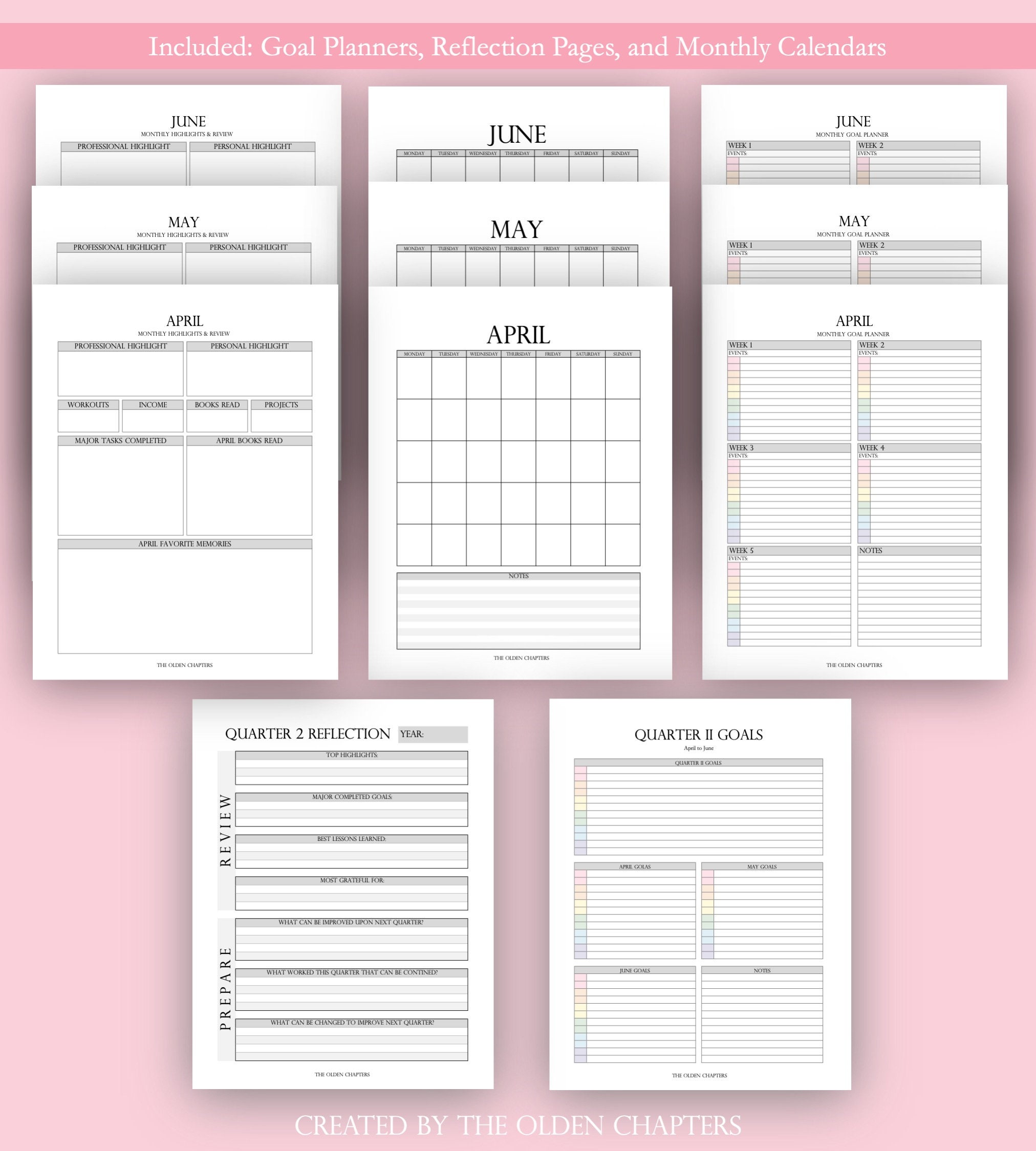 Quarter 2 Goal Printable Bundle | Quarterly Goal Planner | Digital Goal ...