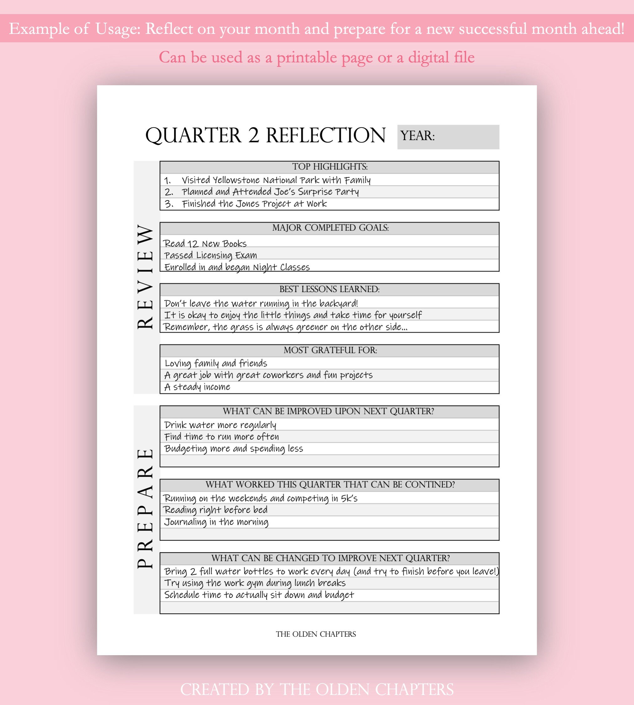 Quarter 2 Goal Printable Bundle | Quarterly Goal Planner | Digital Goal ...