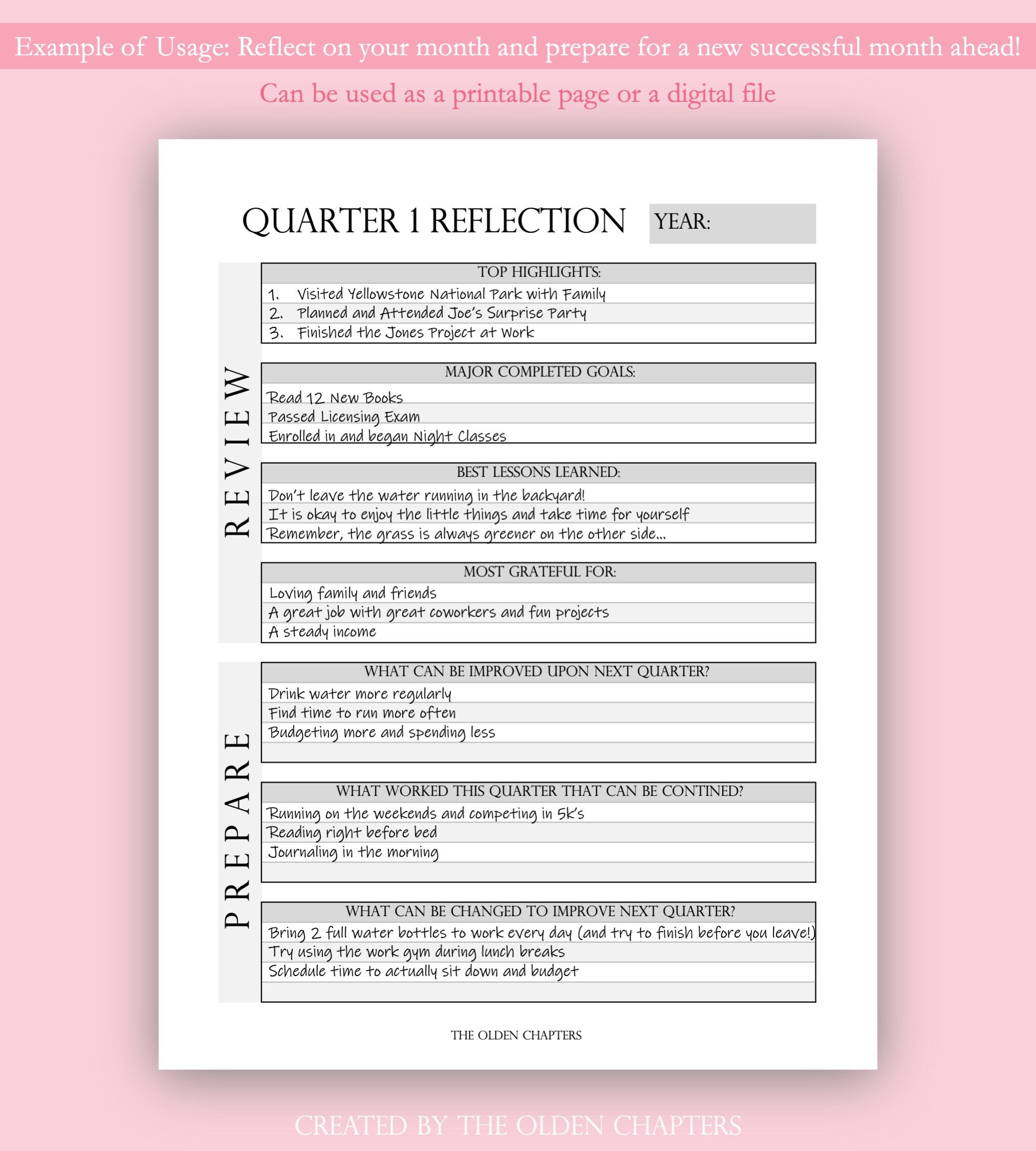 Goal Reflection Worksheet Printable Bundle | Goal Worksheet | Digital ...