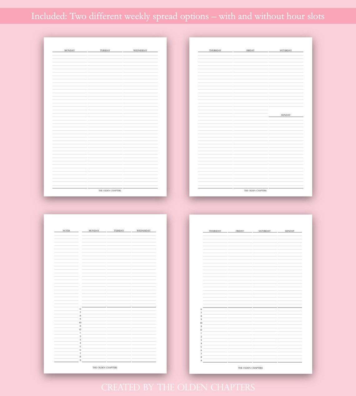 Undated Printable Planner Bundle Minimal Planner Pages - Etsy