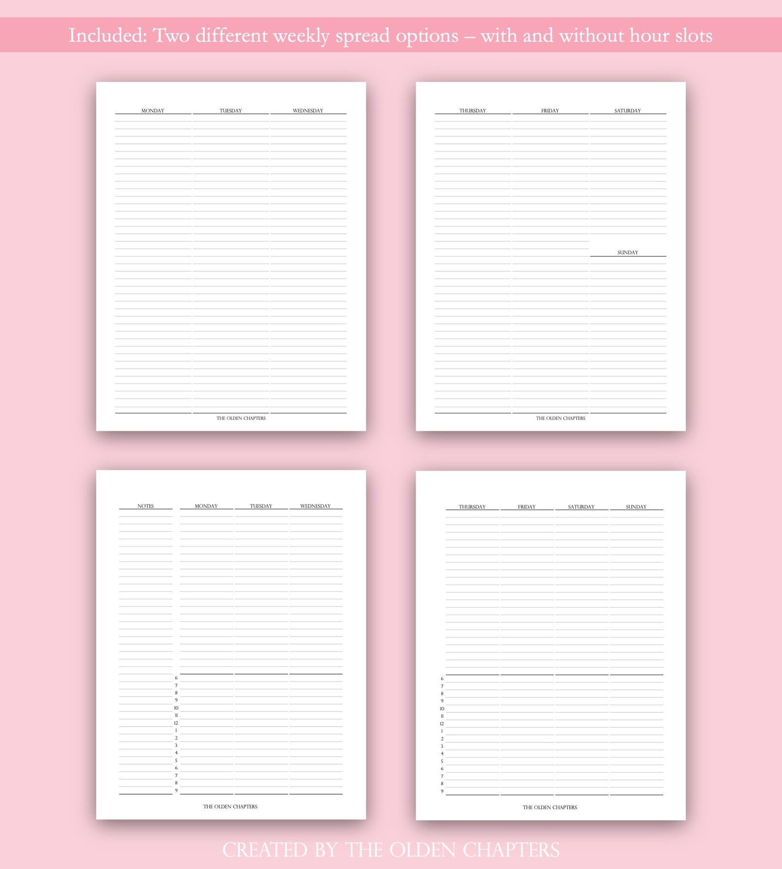 Undated Printable Planner Bundle | Minimal Planner Pages | Undated ...