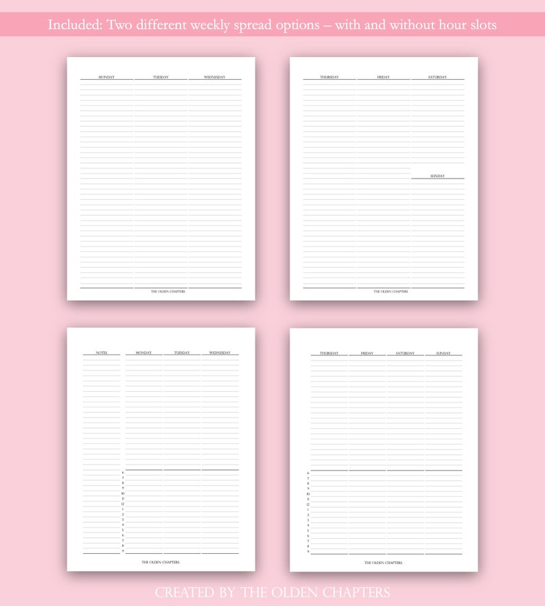 Undated Printable Planner Bundle | Minimal Planner Pages | Undated ...