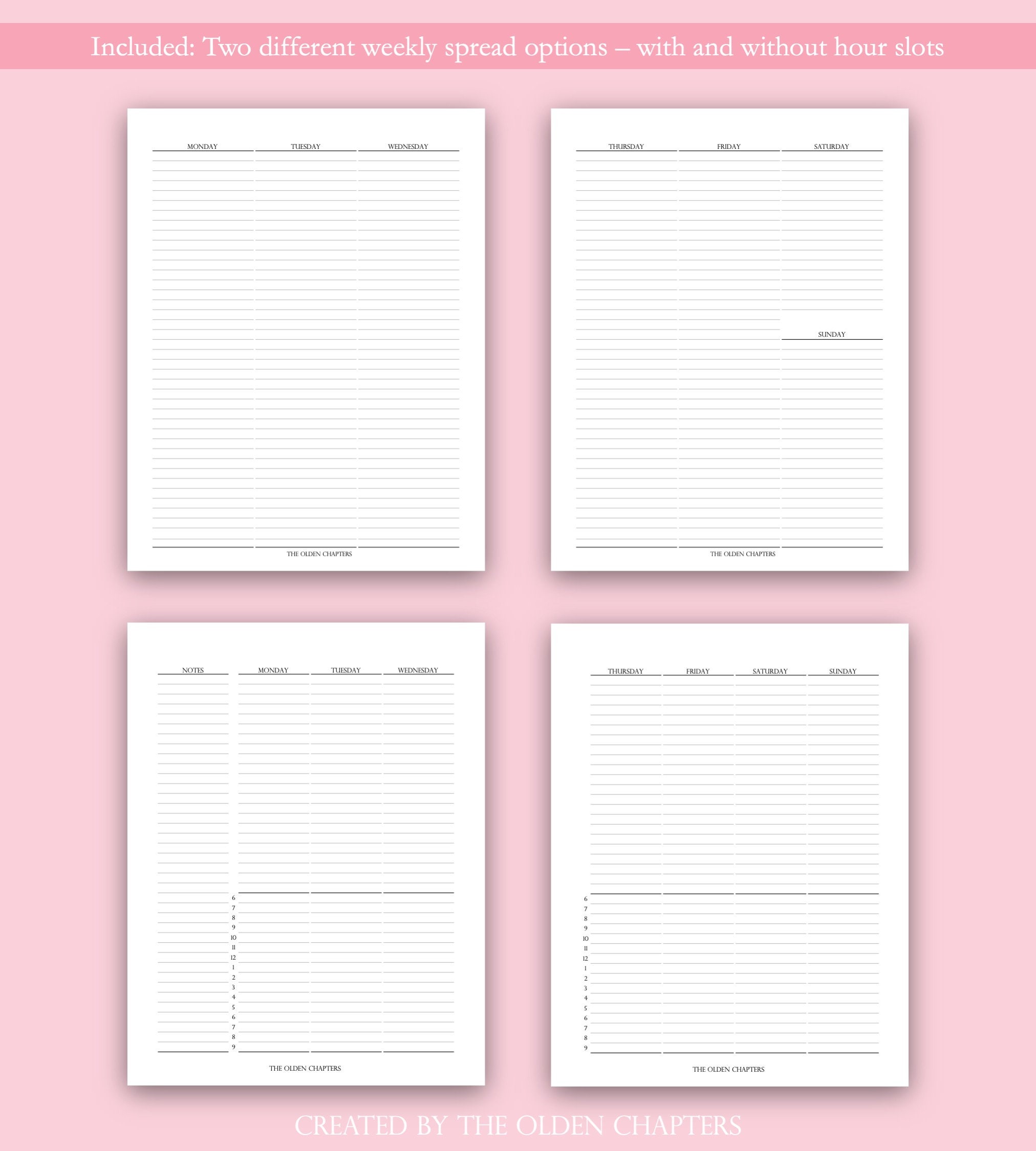 Undated Printable Planner Bundle Minimal Planner Pages - Etsy