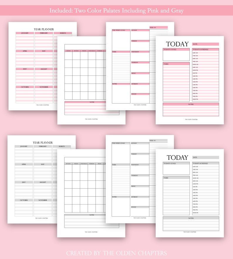 Undated Printable Calendar Bundle Printable Planner Daily - Etsy
