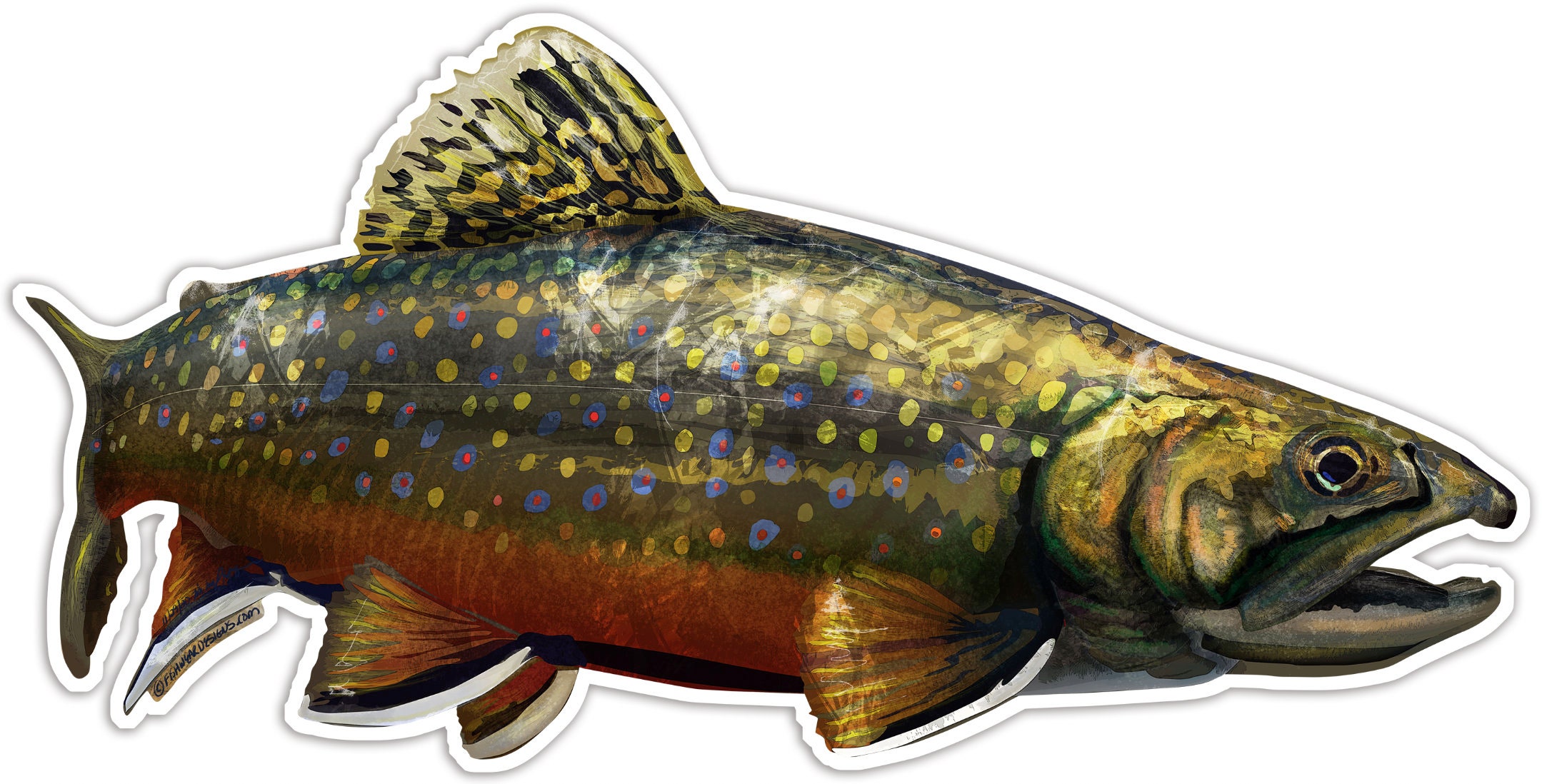 The Native Brook Trout Sticker 7.5" X 3.8" UV Coated Inks Diecut - Etsy