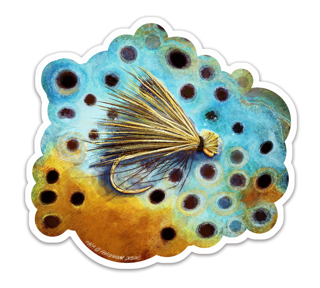 Elk Caddis Wild Brown Trout, Diecut Sticker 4.75"x5" UV Coated Inks ...