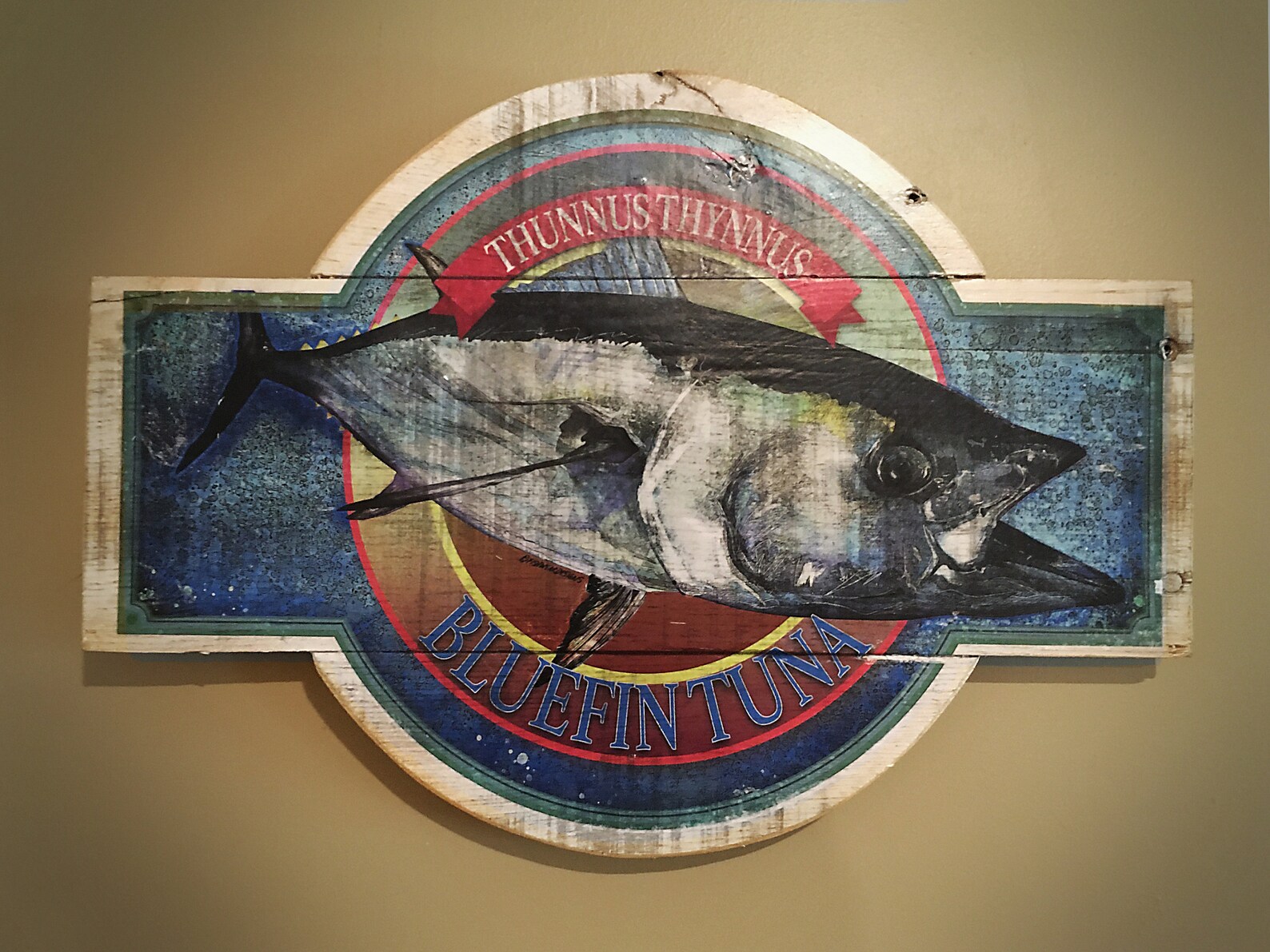 Rustic Wood Sign, Bluefin Tuna 15 X 11, Tuna Fishing Sign Home Decor ...