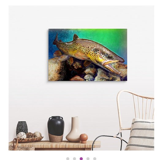 The Wild Brown Trout in Blue Green, Painting Artist Prints - Etsy