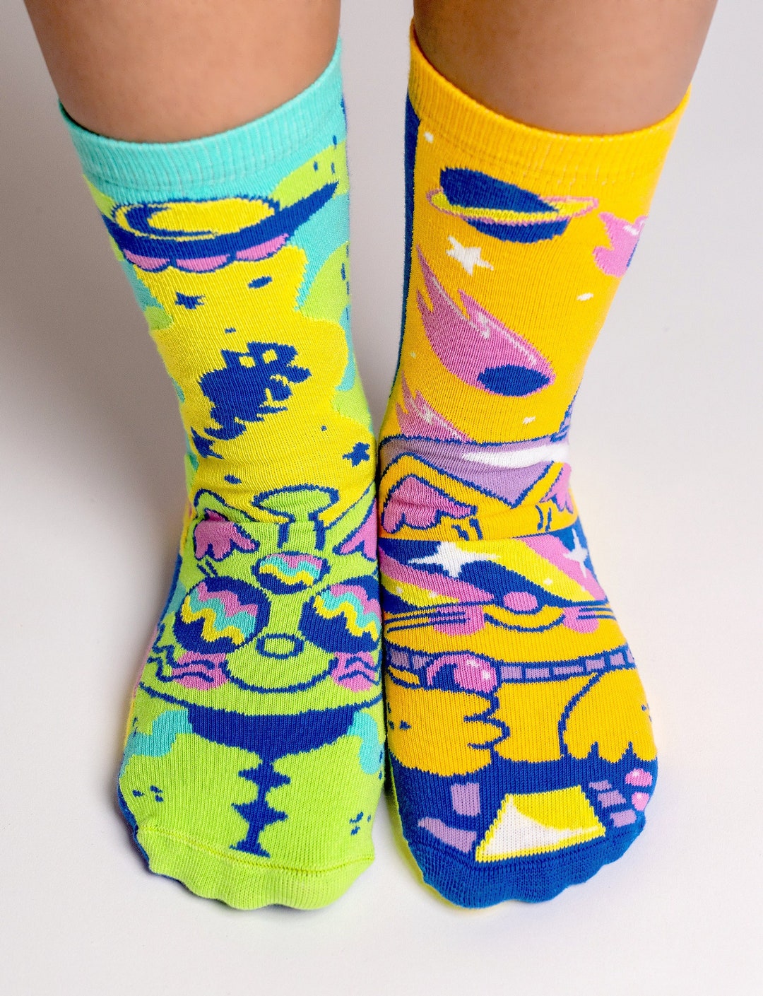Lunar & Tick Kids Non-slip Mismatched Cats Socks - Etsy