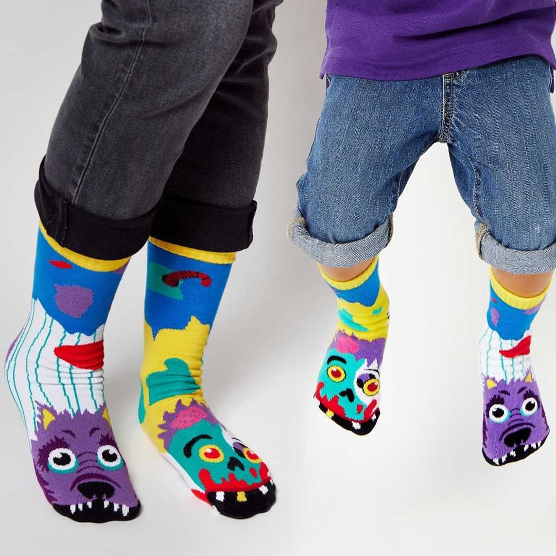 ZOMBIE & WEREWOLF MATCHY Mismatchy Mom and Me Monster Socks - Etsy