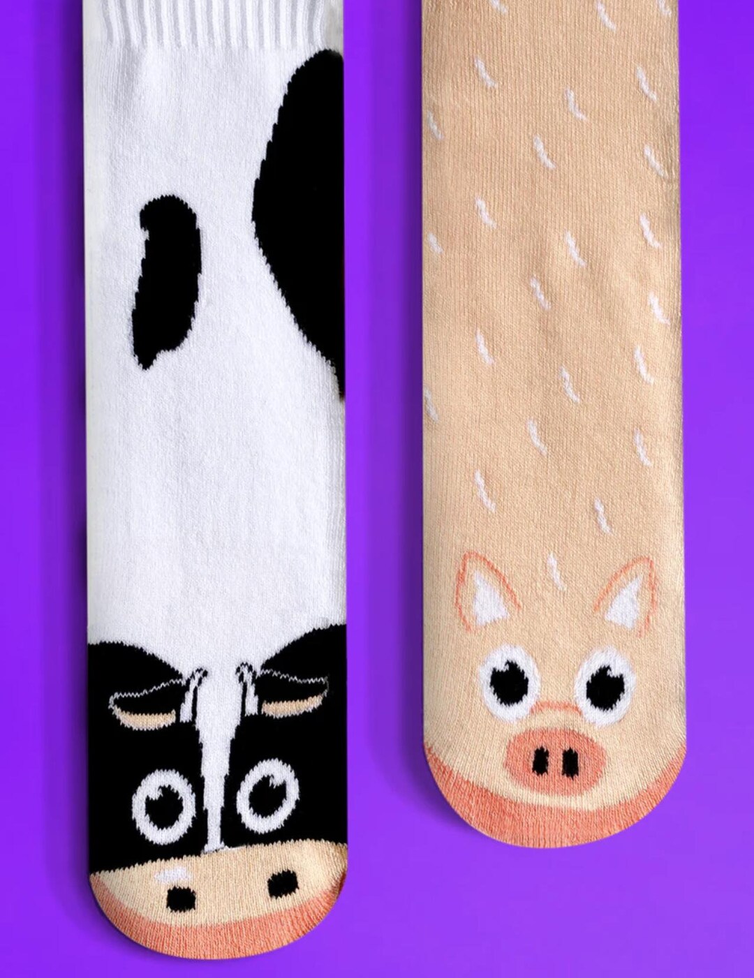 Cow & Pig Mismatched Barn Farm Animals Non-slip Grippy Socks for Kids ...