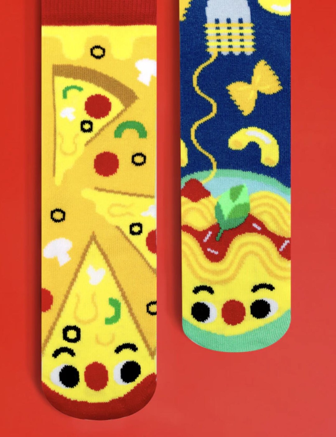 Pizza & Pasta Fun Mismatched Carbivore Taste Buds Food Socks for Adults ...